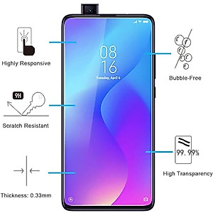 NEW'C 3 Pack Designed for Xiaomi Mi 9T, Mi 9T Pro Screen Protector Tempered Glass, Case Friendly Anti Scratch Bubble Free Ultra Resistant