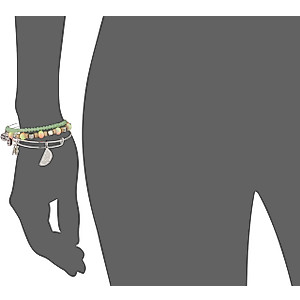 Alex and Ani Women's Color Infusion, One in a Melon Set of 3 Bracelet, Shiny Silver, Expandable