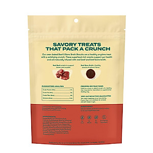 Jinx Oven-Baked Beef Bone Broth Biscuit Treats, Crunchy, All Natural, Superfood-Rich with Real Beef, Pumpkin & Blueberries, 16oz, 4 Pack