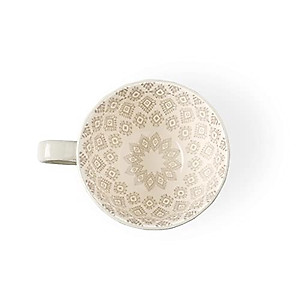 Signature Housewares Pad Print Set of 4 Ceramic Assorted Footed 14oz Mugs, PP Gray