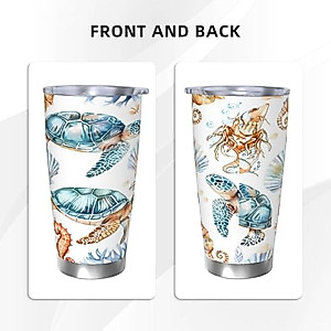 AYCZN Ocean Seahorse 20 OZ Tumbler Stainless Steel Travel Coffee Mug, Sea Turtle Insulated Water Bottle with Lid Leakproof Thermal Cup