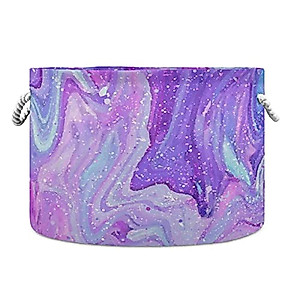 ALAZA Marble Purple Tie Dye Storage Box Toy Basket Laundry Storage Organizer Bins with Handles Large Baskets for Living Room Nursery Decor