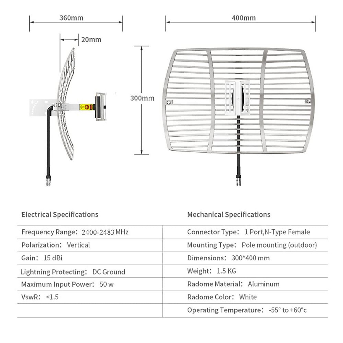Long Range Outdoor Directional WiFi Antennas for WiFi Repeater System Support WiFi Router/Camera/Wireless Hotspot Extend WI-FI Range