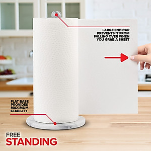 Modern Innovations Marble Paper Towel Holder Countertop Stand in White, for Kitchen and Bathroom, Heavy-Weight, Free-Standing, Fits Standard or Jumbo-Sized Roll
