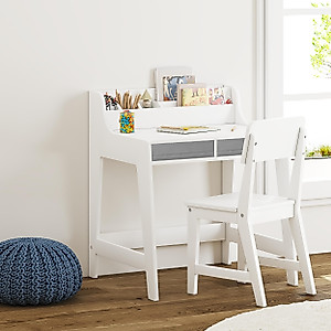 UTEX Kids Desk and Chair Set, Study Desk for Kids with Storage Bins, Wooden Children Study Table, Student Writing Desk for Bedroom & Study Room