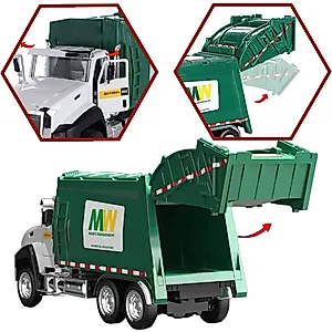 3 Pack City Diecast Semi Trucks Transport Set - Big Toy Garbage Truck, Oil Tanker, & Transport Vehicle Toy with Pull Back Action - 1/50 Scale Metal Collectible Model Alloy Car Vehicles