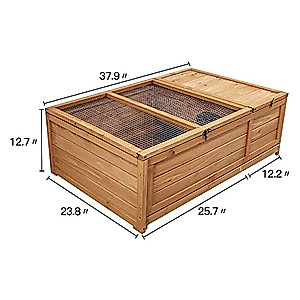 Ogrmar 38" x 13" x 24" Wooden Tortoise House Large Tortoise Habitat Enclosure Cage with Removable Bottom for Indoor & Outdoor Small Animals and Reptile