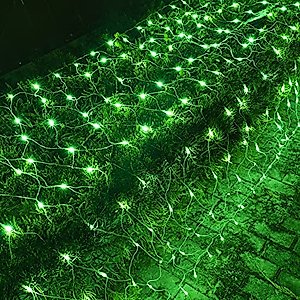 Dazzle Bright St. Patrick's Day 360 LED Net Lights, 12FT x 5 FT Connectable Waterproof String Lights with 8 Modes, Christmas Decorations for Indoor Outdoor Xmas Party Yard Garden Bushes Decor (Green)