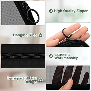 Weewooday 4 Pcs Mesh Makeup Bag Mesh Cosmetic Bag Travel Toiletry Pouch with Zipper Mini Makeup Cosmetic Purse for Daily Accessory (Pink,Small)(Small, Large, Medium,Black)