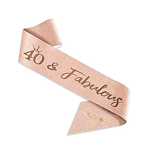 Generic 40th Birthday Sash and Tiara Set, Party Supplies for Her, Decorations, Rose Gold，40th Birthday Gifts for Women, 5.2inch