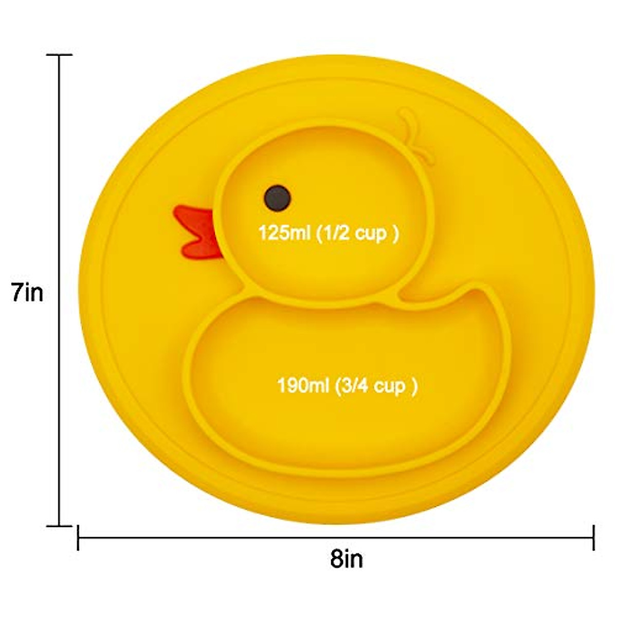 Qshare Toddler Plate, Portable Baby Plates for Toddlers and Kids, BPA-Free Strong Suction Plates for Toddlers, Dishwasher & Microwave Safe Silicone Placemat 9x6x1.4 inch