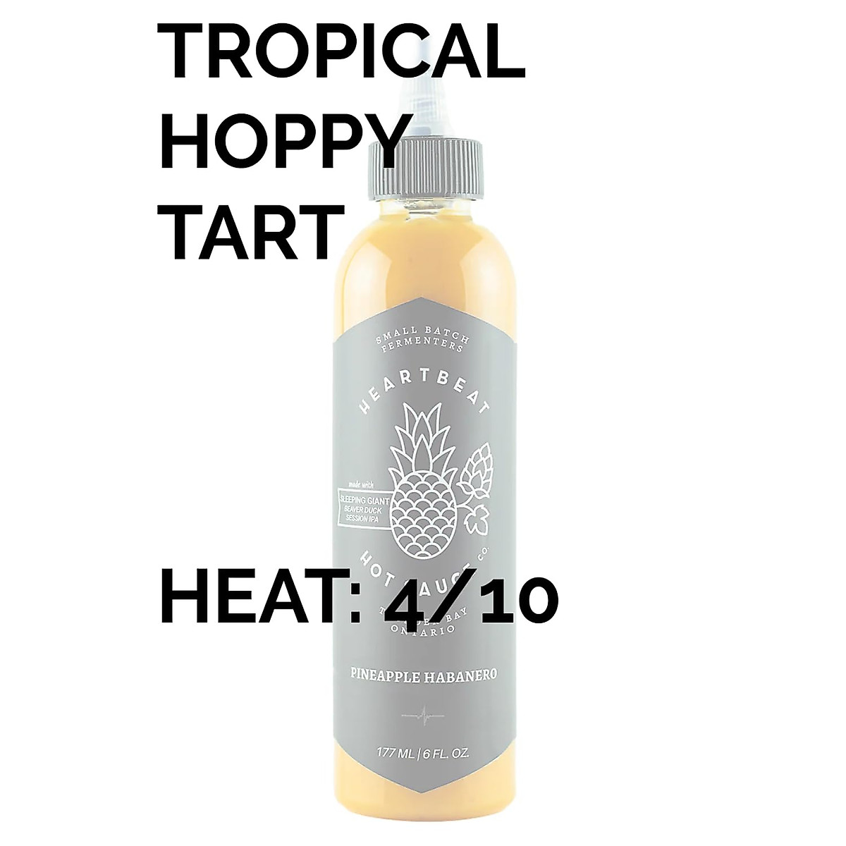 Heartbeat Hot Sauce- Pineapple Habanero, 6 oz- Small Batch & Handmade, Vegan, Preservative Free