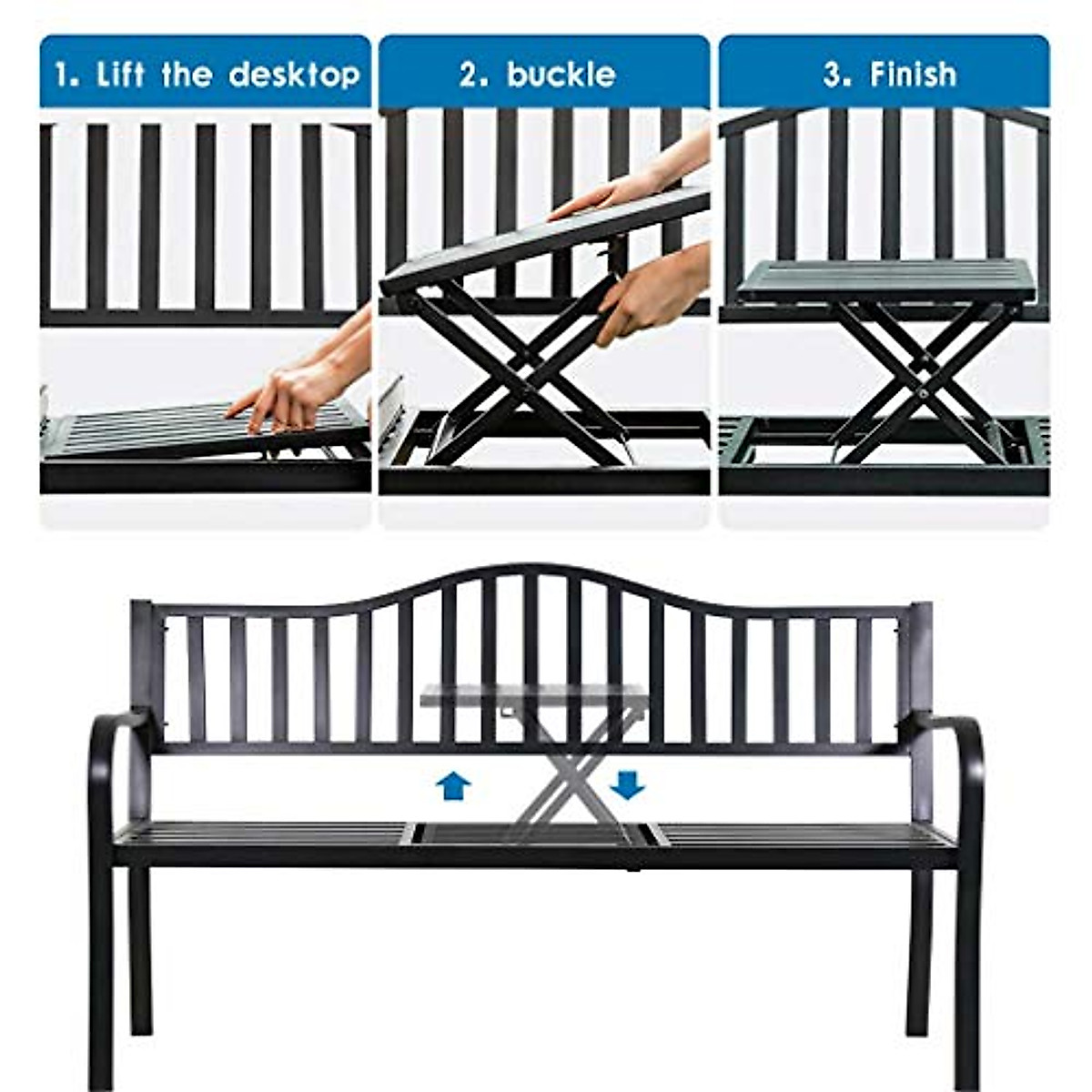 Metal Garden Bench Park Bench Bench Chair Outdoor Benches Clearance Patio Bench Yard Bench Porch Work Entryway Steel Frame Furniture