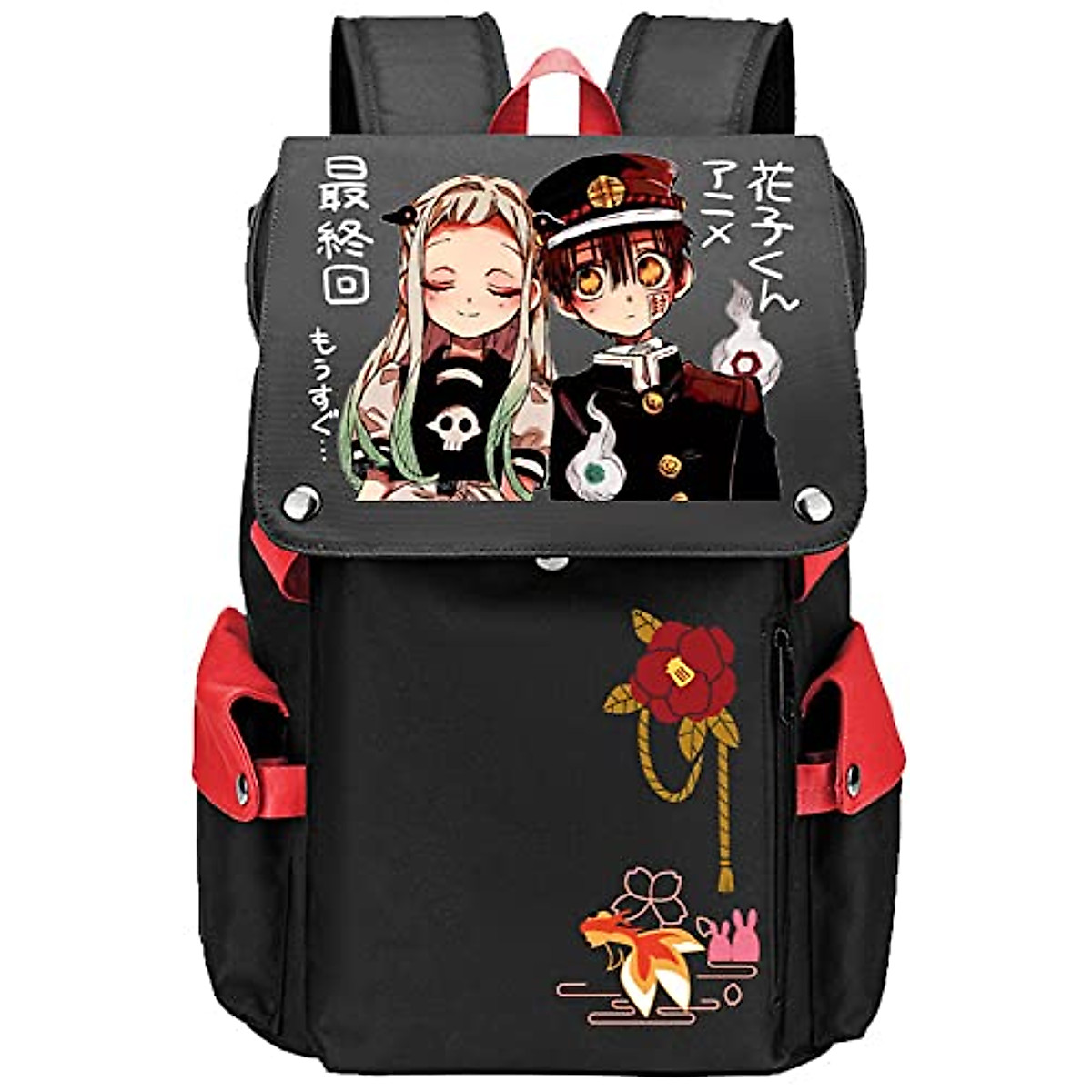 Xuminvty Toilet-Bound Hanako-kun Backpack with USB Charging Nene Yashiro Anime School Bags (Red1, One Size)