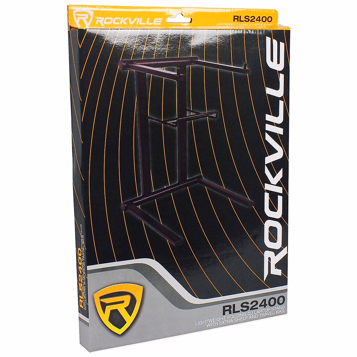 Rockville RLS2400 Lightweight Folding DJ Laptop Stand w/Extra Shelf & Travel Bag