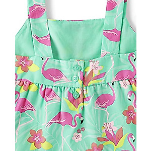 Gymboree Girls and Toddler Sleeveless Fashion Top Shirt, Aqua Flamingos, 7 US