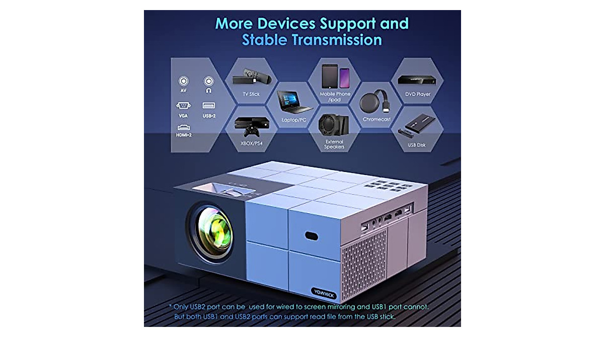 YOWHick 1080P 5G WiFi Bluetooth 4K Projector - Outdoor