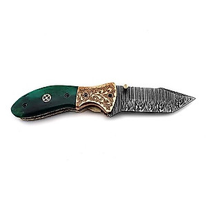 EAGLE BLADES-Handmade Pocket Knives Tactical Hunting Knives Knife Folding- OTF Folding knife with liner lock and Beautiful Premium Leather Sheath (EBF 03)