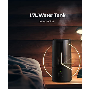 raydrop Humidifiers for Bedroom, Cool Mist Humidifiers for Babies, 1.70L Quiet Ultrasonic Humidifier, Space-Saving, Filterless, Auto Shut Off - (0.45 Gallon, US 110V)