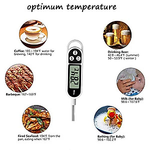 Meat Food Candy Thermometer, Probe Instant Read Thermometer, Digital Cooking Kitchen BBQ Grill Thermometer with Long Probe for Liquids Pork Milk Yogurt Deep Fry Roast Baking Temperature