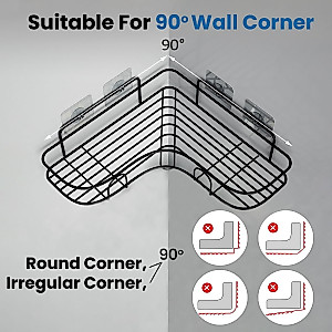 AMerryApple - Shower Caddy-2 Pack | Shower Shelf for Inside Shower | Shower Organizer Corner | Strong Adhesive Shower Shelves | Large Storage Capacity - Corner Shower Caddy