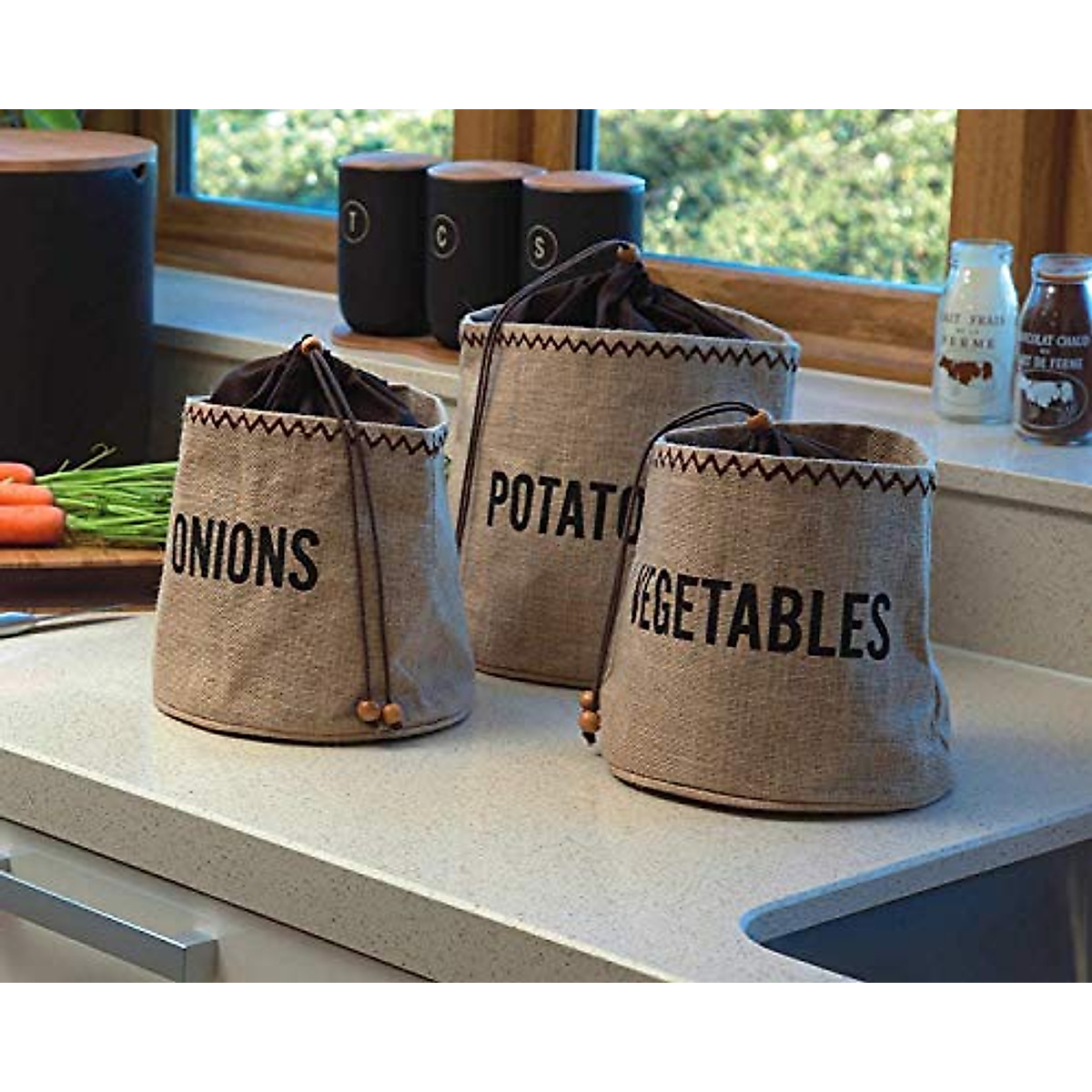 Natural Elements Hessian Sack for Vegetable Storage, Fabric, 20 x 20 cm, Brown
