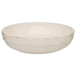 Signature Housewares Sorrento Collection 8-Inch Stoneware Pasta Bowl, Ivory Antiqued Finish