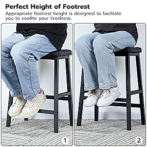 HOOBRO Bar Stools, Set of 2 Bar Chairs, PU Leather Upholstered Breakfast Stools, Easy Assembly, Suitable for Kitchen, Bar, Dining Room, Black BB01MD01