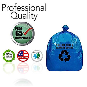 Resilia Heavy Duty Soiled Linen Bags - Hospital Waste Disposal, Laundry Bag, Trash Liner, Sanitary Storage, Dark Blue, 33 Gallon, 29x43 inch, 25 Bags