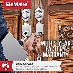 Voltstorm Front Door Lock Set - Double Door Handle Sets with Deadbolt, Door Lock with Handle Lever for Right and Left Hand, Double Cylinder Handleset Satin Nickel for Front Door Entrance Airbnb