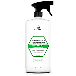 Trinova Wood Cleaner, Conditioner, Wax & Polish - Spray for Furniture & Cabinets - Removes Stains & Restores Shine - Wax & Oil Polisher - Works on Stained & Unfinished Surfaces - 18 fl oz