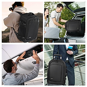 Lekeinchi Carry On Backpack for Airplanes Travel Backpack for Men, Flight Approved Personal Item Backpack with 6 Packing Cubes, Black