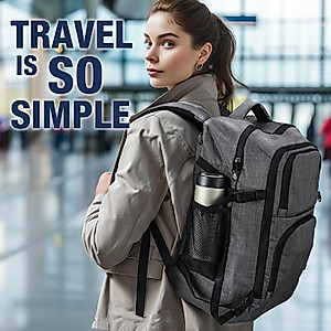 Dinictis 40L Travel Backpack Carry on Flight Approved, Backpack Suitcase for Travel, Personal Item Travel Bag fits 17 inch Laptop- Dark Grey