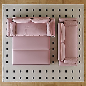 Rovibek 3 in 1 Convertible Sleeper Sofa Bed Queen Size Pull Out Couch Futon Loveseat Velvet Chaise Lounge 2 Seat for Living Room Apartment Small Space, Pink