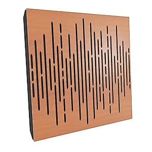 (2 Pack) — Sound Absorption-Diffuse Acoustic Panel «Wave» | 19.7''x19.7''x2.1" | High Density Foam | Absorption - Diffusion - Reflection - Soundproofing - Insulation | Wood laminated: (Cherry)