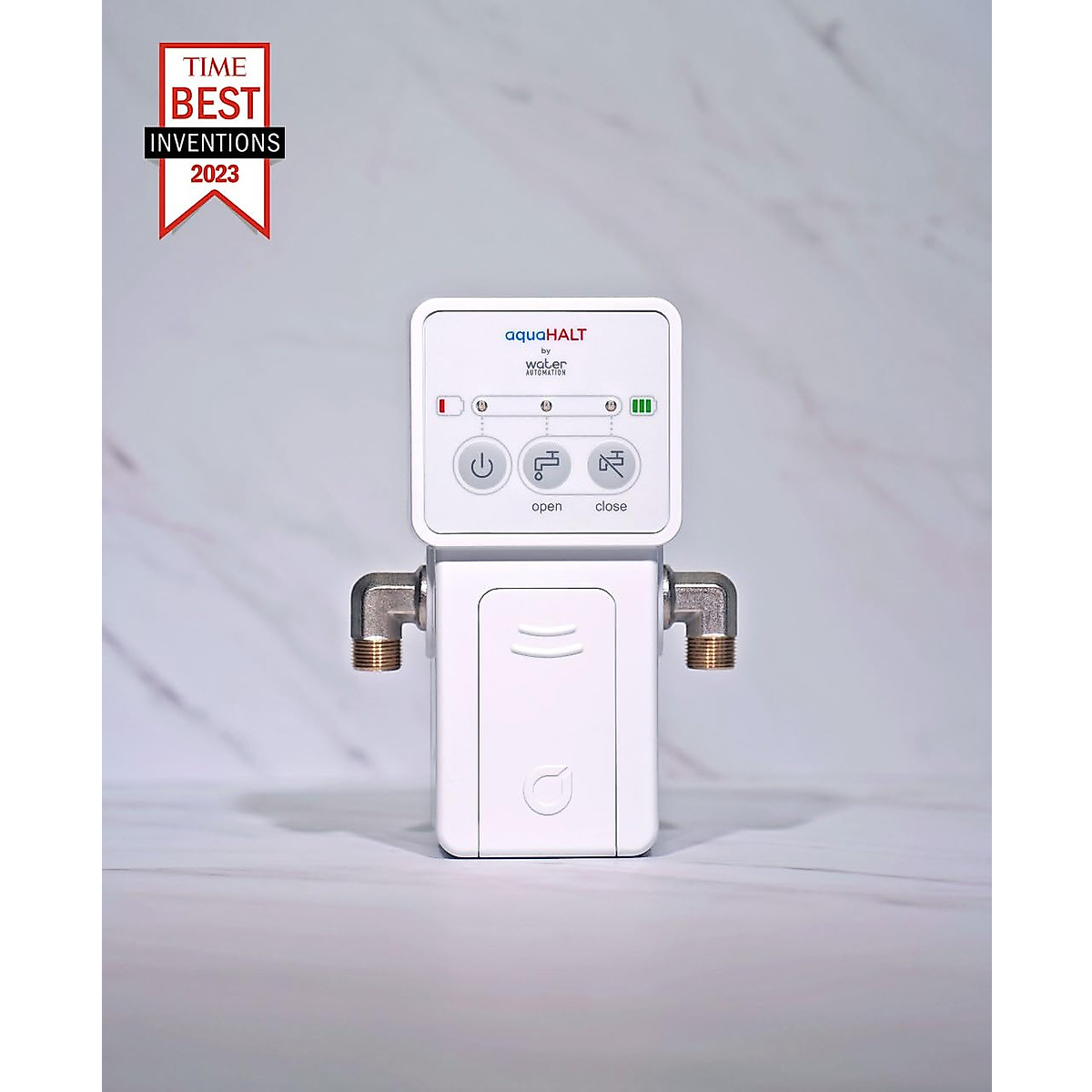 aquaHALT Smart Water Toilet Leak Detector Alarm and Automatic Shut Off Valve - Water Sensor Alarm Shut Off Tool - Easy Installation - Battery Operated - Protect Your Home from Water Damage