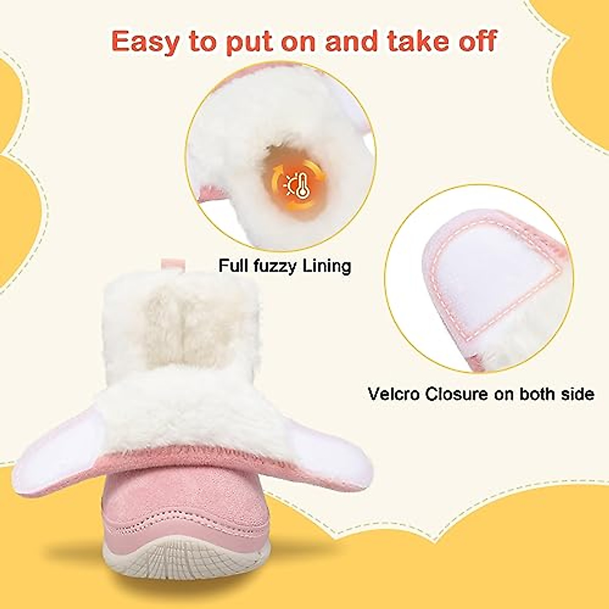 JIASUQI Toddler Winter Shoes Pink Boots for Toddler Girls Toddler Boot Slippers Pink Size 5.5-6