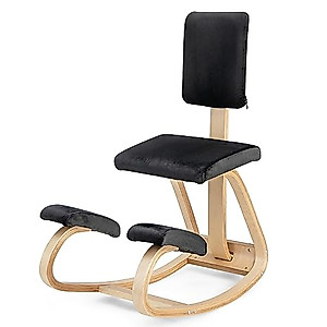 Julimoon Ergonomic Kneeling Chair, Posture Stool with Backrest & Cushion, Comfortable Kneeling Stool with Load 300 Lbs, Rocking Stool with Solid Wood Frame, Ergo Rocking Kneel Chair for Home Office