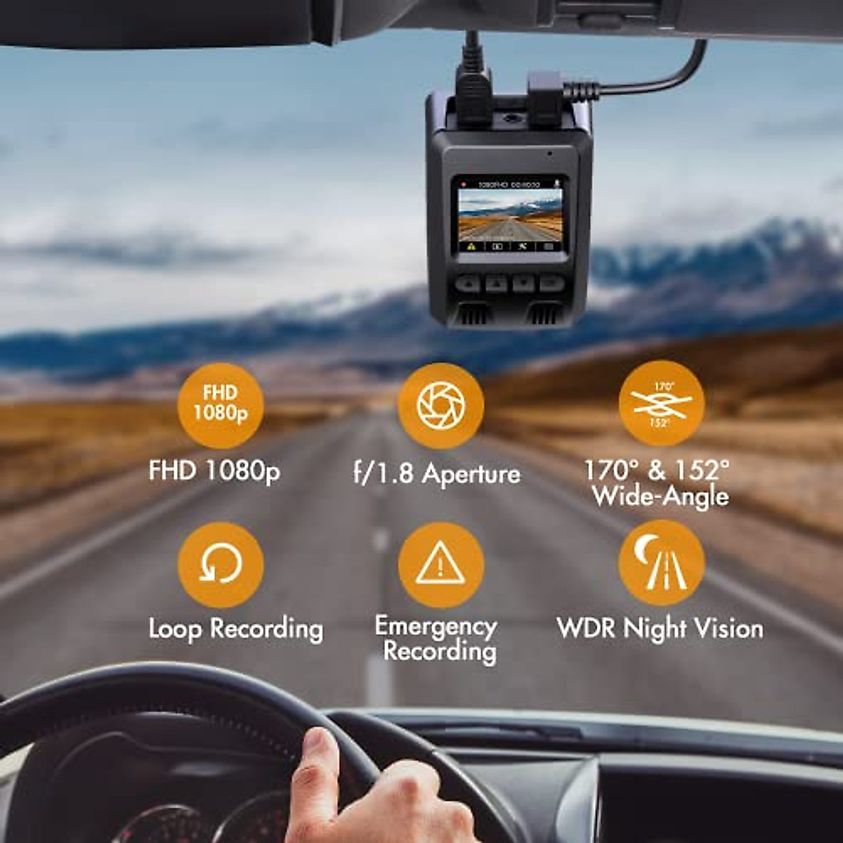 Dual Dash Cam, Aglaia 1080P Front and Rear Dash Camera, Full HD Car Dash Camera, 170° Wide-Angle Lens, WDR, Ultra Clear Night Vision, G-Sensor, Loop Recording, Motion Detection, Supercapacitor