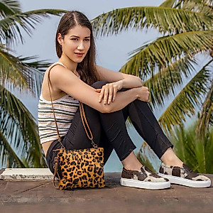 Myra Bag Western Hairon Crossbody Bag for Women - Leather Purse Shoulder Bag Retro Leopard