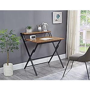 Ball & Cast Folding Computer Desk Foldable Laptop Table 2 Tiers, 32" W, Natural