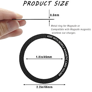 12 Pcs Magnetic Wireless Charging Metal Ring with Sticker, Universal Ultra Thin Notched and Round Alphabet Ring Conversion Kit Compatible with MagSafe iPhone 13 12 Pro Mini Max Galaxy S21, 3 Colors