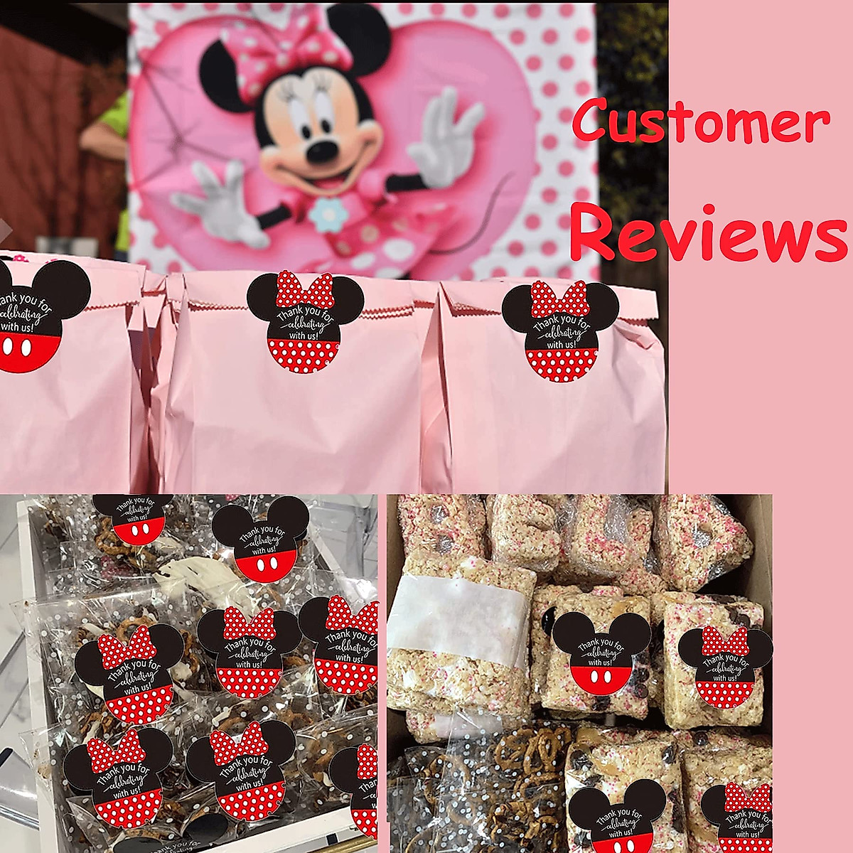 "Thank You for Celebrating with Us" Labels 2.38 x 2 Inch PVC Stickers Holiday Present Stickers-400 Pcs Birthday for Baby Shower Party Decor