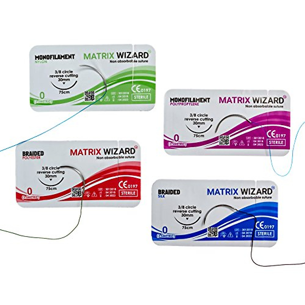 Sterile Sutures Thread with Needle Plus Tools - First Aid Field Emergency, Trauma Practice Suture Kit; Taxidermy; Medical, Nursing and Vet Students (16 Mixed 0, 2/0, 3/0, 4/0 with 12 Instruments) 28PK