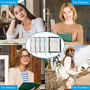 NEWEST A5 Budget Binder Cover with Zipper for Cash Budget System, Glitter Stars A5 6 Ring Binder Planner, Clear PVC Refillable Notebook Shell for Journal Albums Diary School Office Supplies, Purple