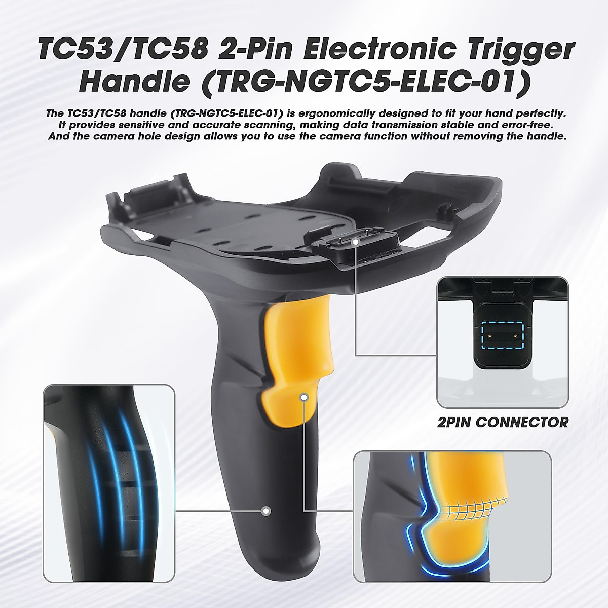 TC53 Trigger Handle with Protective Case for Zebra TC53 TC58 Handheld Barcode Scanner Mobile Computer, Rugged Cover (SG-NGTC5EXO1-01) and Sensitive Trigger Handle (TRG-NGTC5-ELEC-01) for Easy Scanning