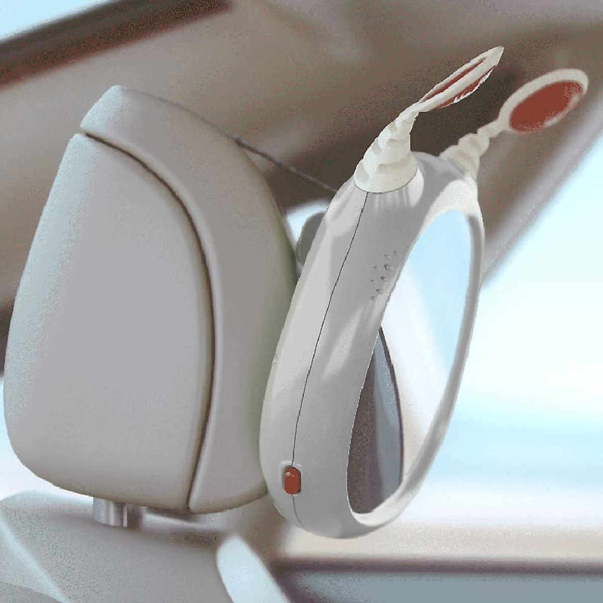 Oly Active Baby Car Mirror – Shatter-Proof Rear Facing Infant Mirror Entertains, Soothes, and Keeps Baby Visible – 10 x 11.7 x 3.1 In. Adjustable Headrest Mirror with Remote Control by Benbat, Gray