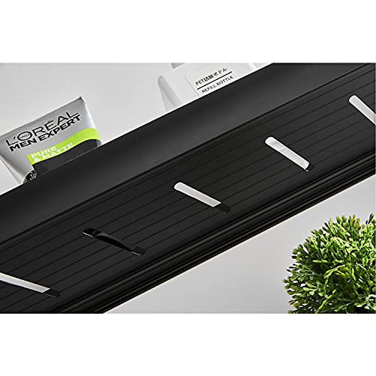 AceLuxur Wall Mounted Stainless Steel Shower Caddy Basket Shelf for Shampoo, No Drilling Adhesive Shower Shelf Storage Organizer, 2 Pack (12 In/ 30 cm, Black)