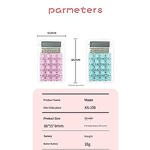 Mini Cute Calculator Kawaii Calculator Transparent Calculator Portable Pocket Calculator for Students and Kids (Green)