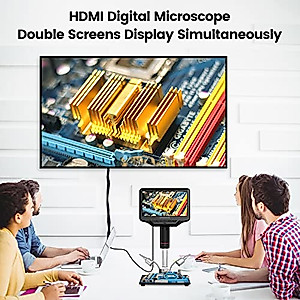 Andonstar AD407 Pro 3D HDMI Soldering Digital Microscope, 4MP 2160P UHD Video Record, 7 inch Adjustable LCD Screen USB Video Electronic Microscopes for Repairing, Circuit Board, SMT SMD DIY